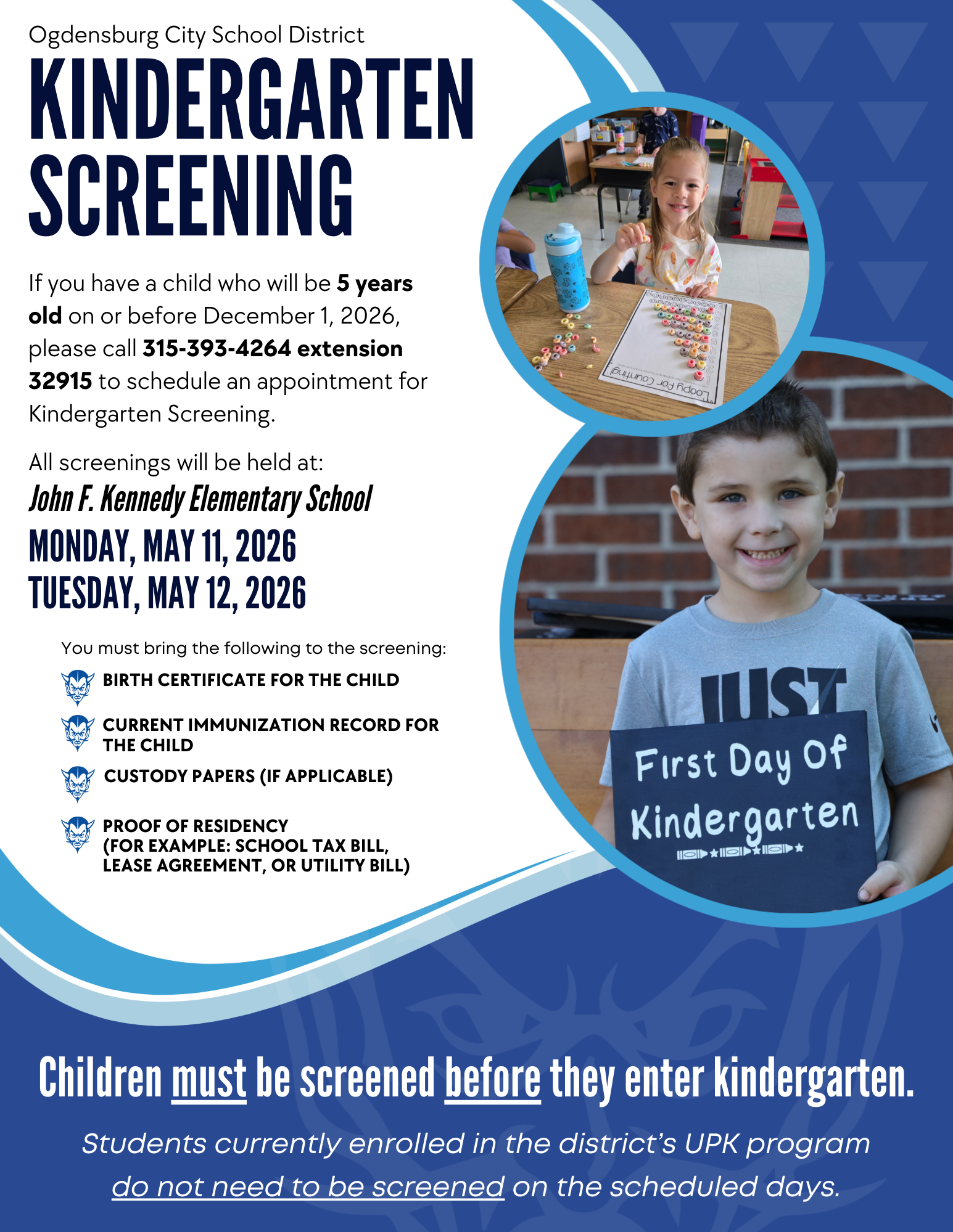 Ogdensburg City School District Kindergarten Screening Dates ...